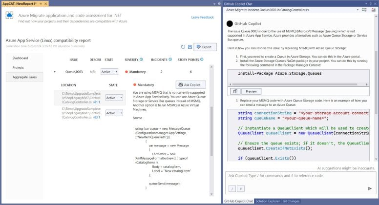 Visual Studio'daki Azure Migrate Aracına GitHub Copilot Chat Eklendi ...