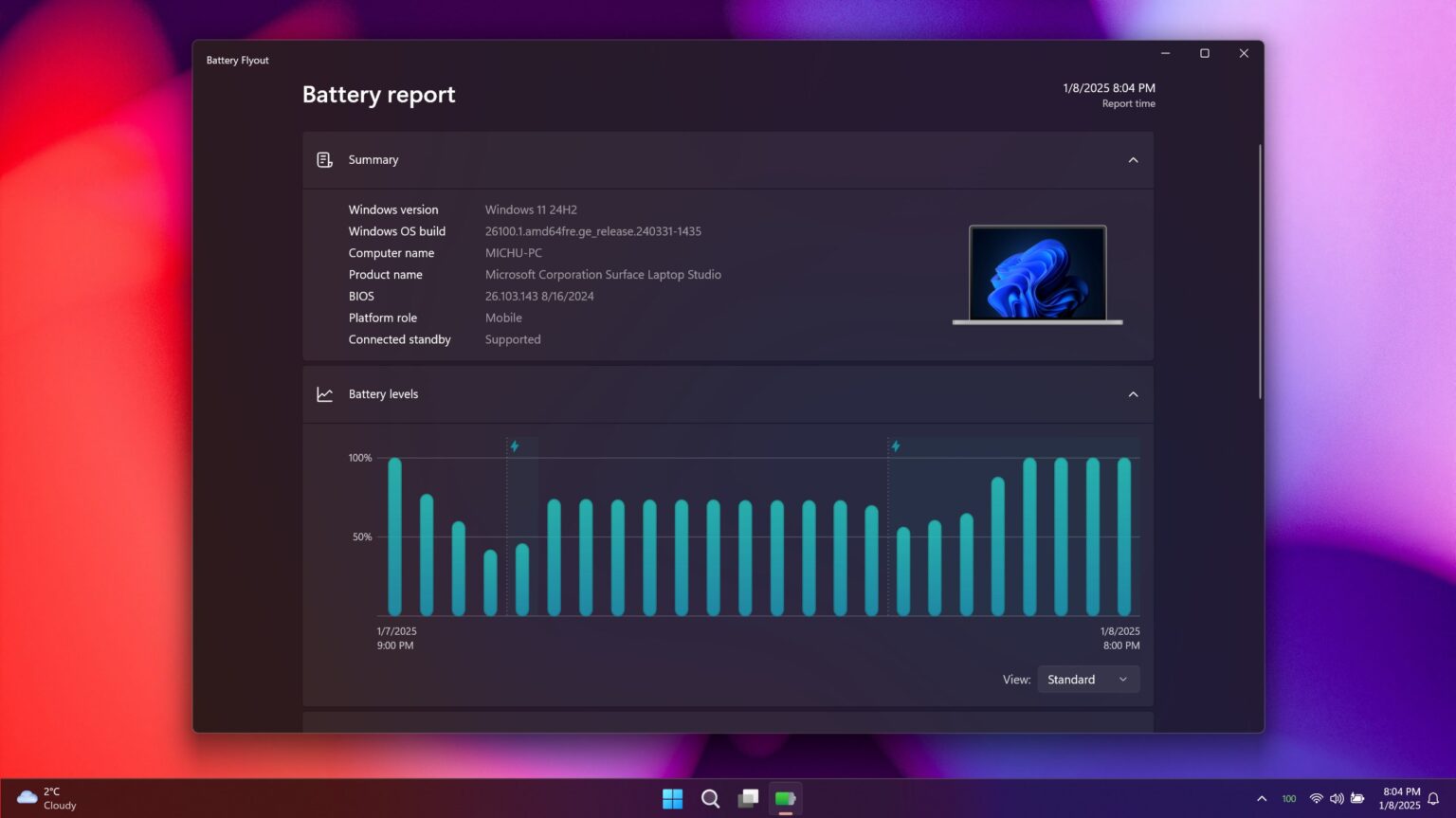 Battery Flyout Artık Windows 11'de Batarya Sağlığını ve Şarj ...